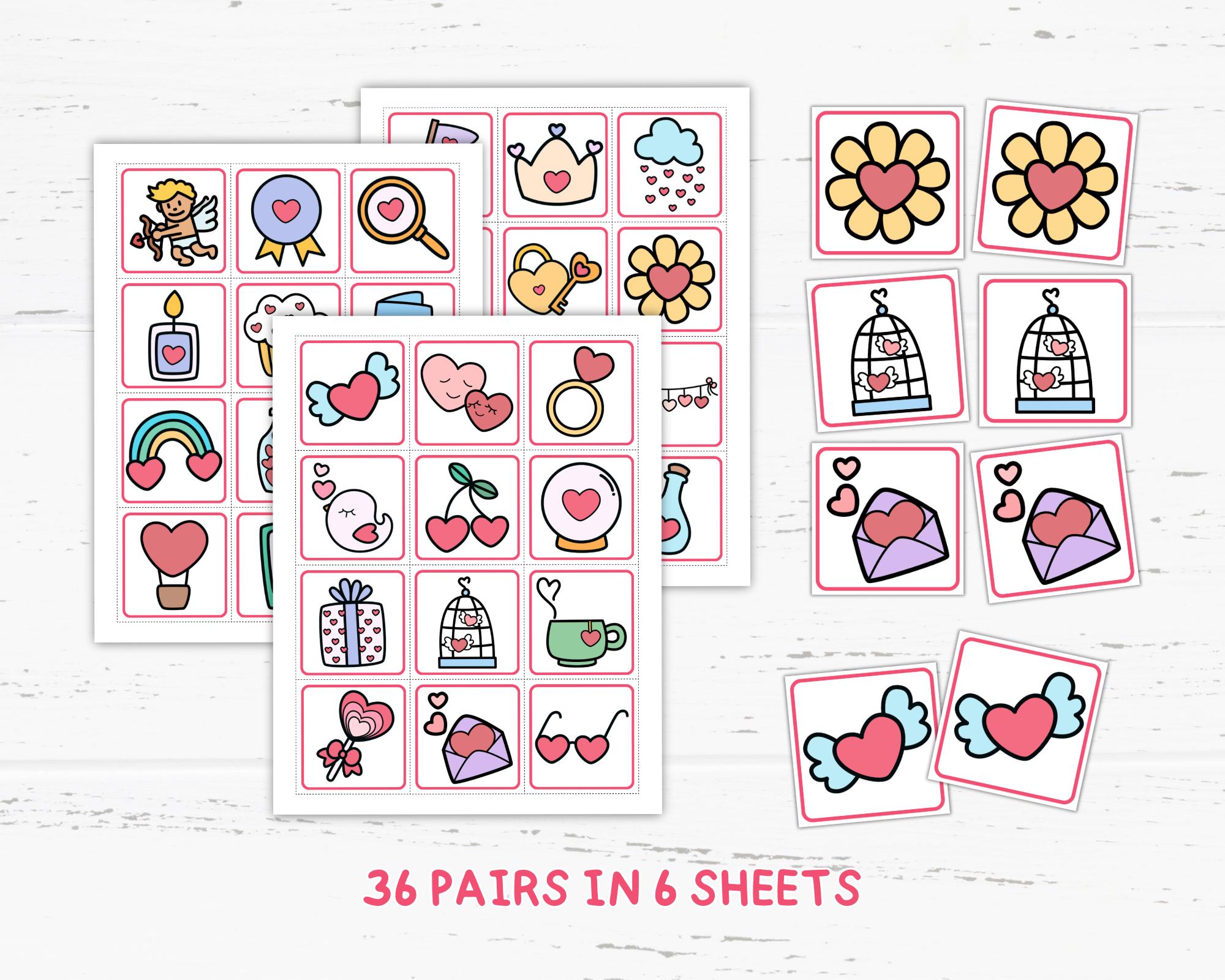 Valentine's Day Memory Game Printable, Valentine Matching Game for Kids ...