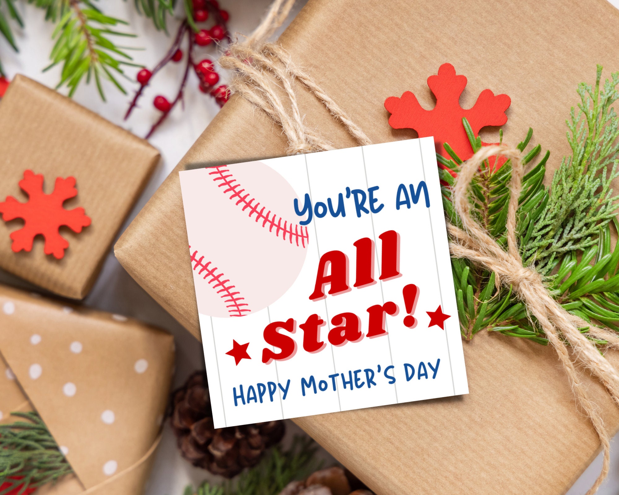 Mother's Day Gift Tags Printable, Baseball Cookie Tag, You're an All ...