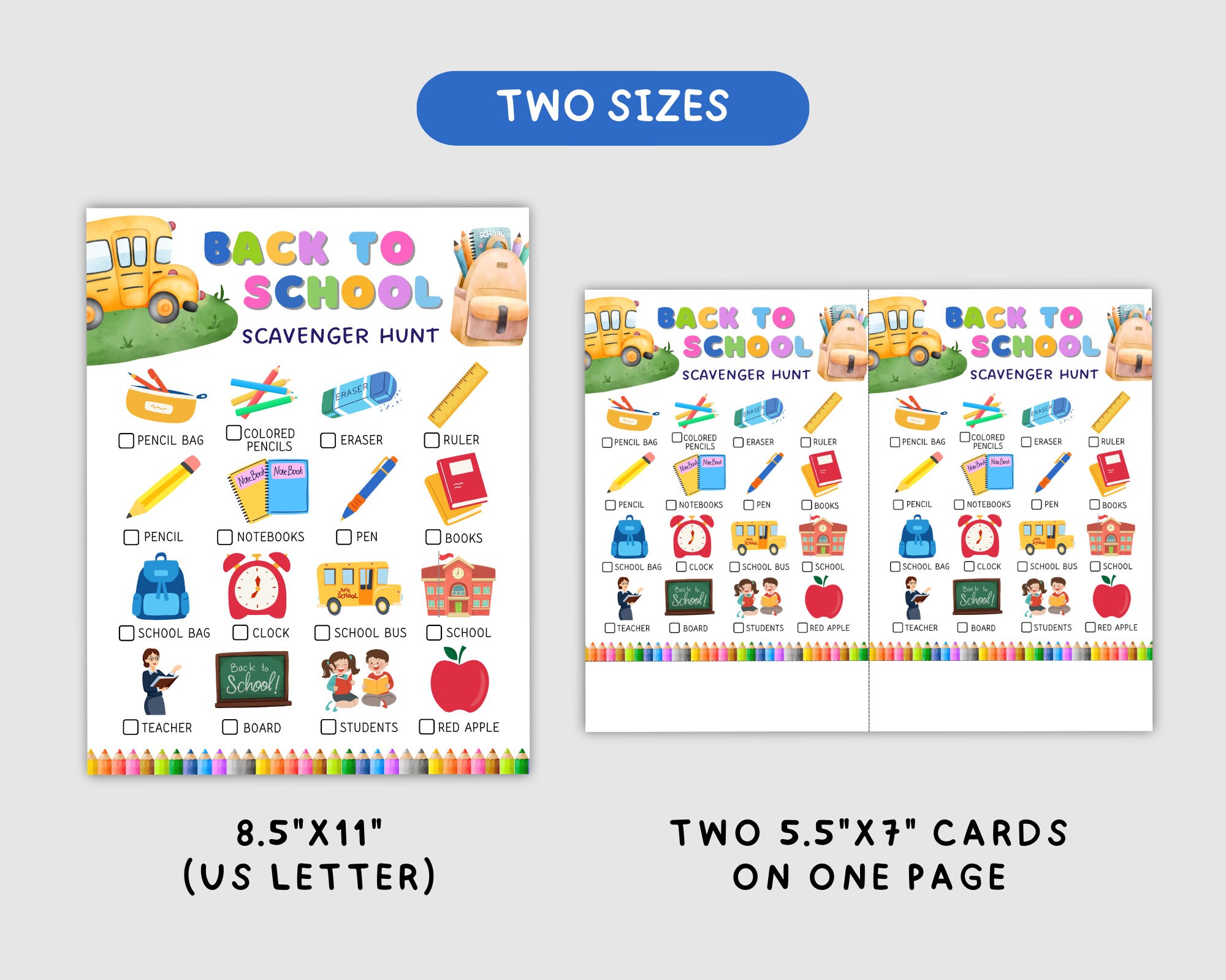 Back to School Scavenger Hunt Cards Printable, School Scavenger Hunt ...