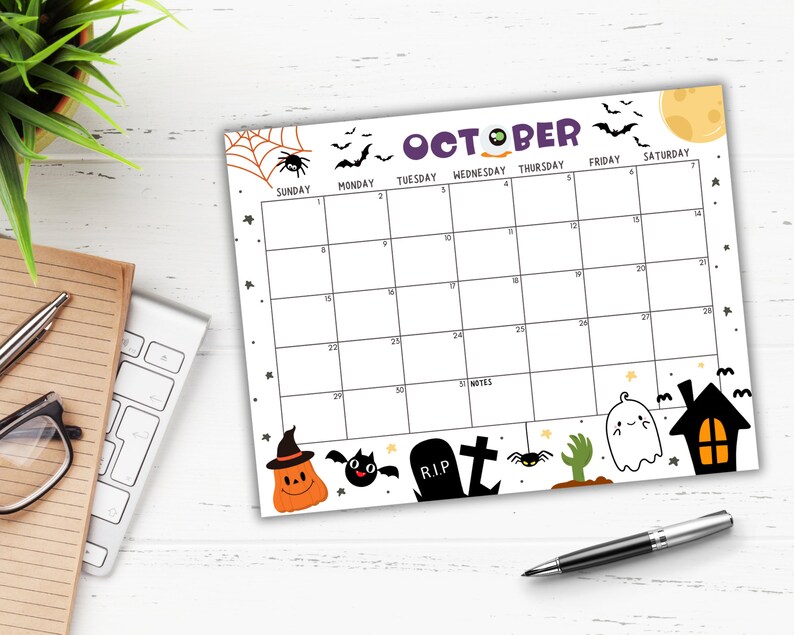EDITABLE October 2023 Calendar, Halloween Calendar, Fillable Calendar ...
