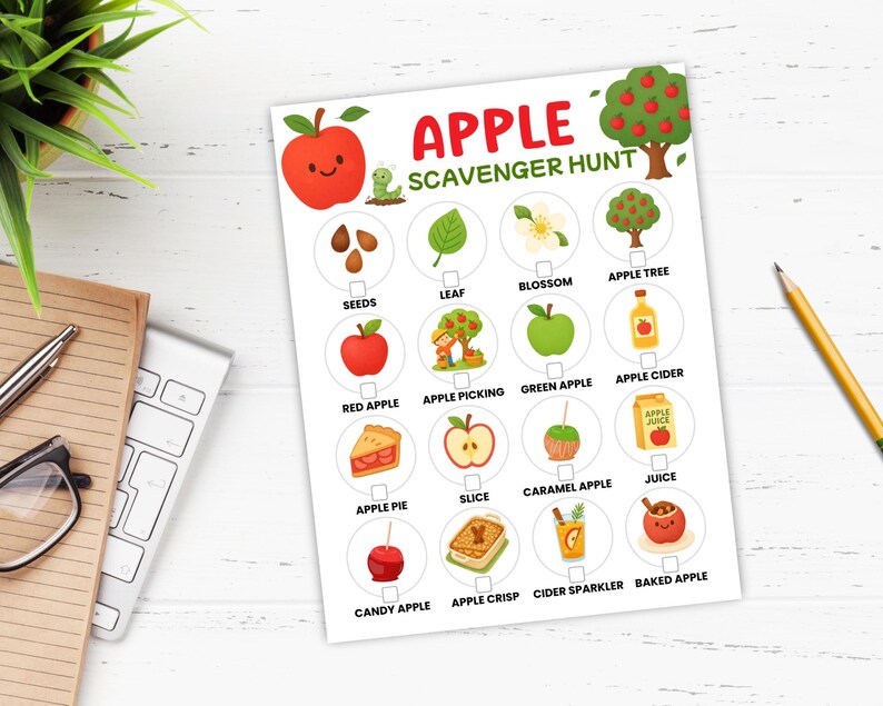 Apple Scavenger Hunt Printable for Kids, Fall Scavenger Hunt, Fall ...