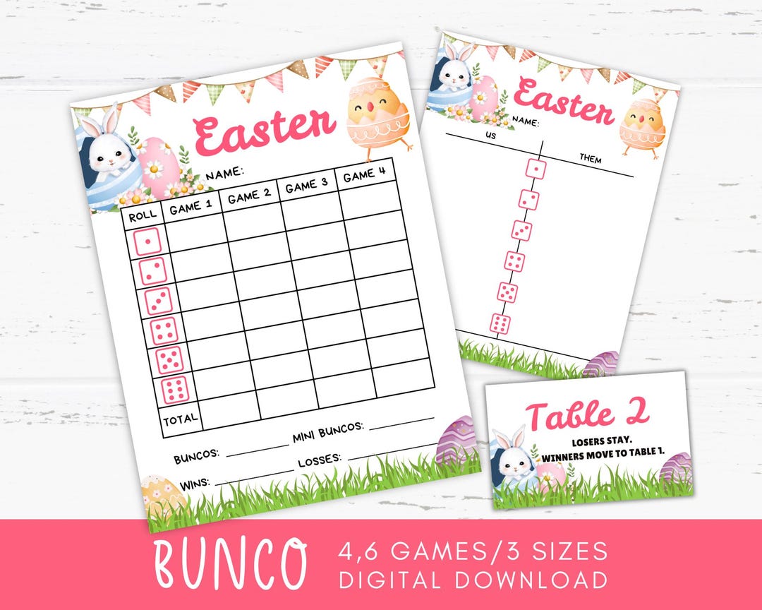 Easter Bunco Score Card Printable, Tally Sheets, Spring Bunco, Easter ...