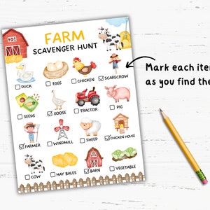 Farm Scavenger Hunt Printable, Farm Indoor Scavenger Hunt for Kids ...