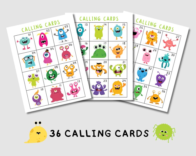 Monster Bingo Cards Printable 30 Cards Monster Game - Etsy
