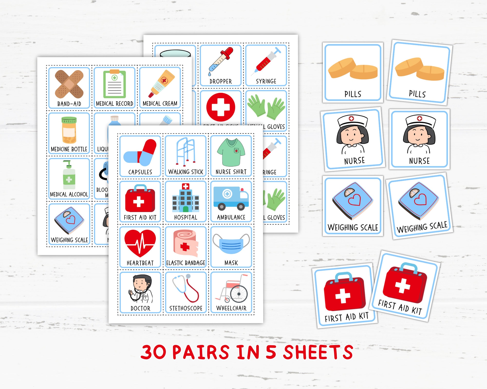 Medical Memory Game Printable, Medical Matching Game, Nurse Flashcards ...