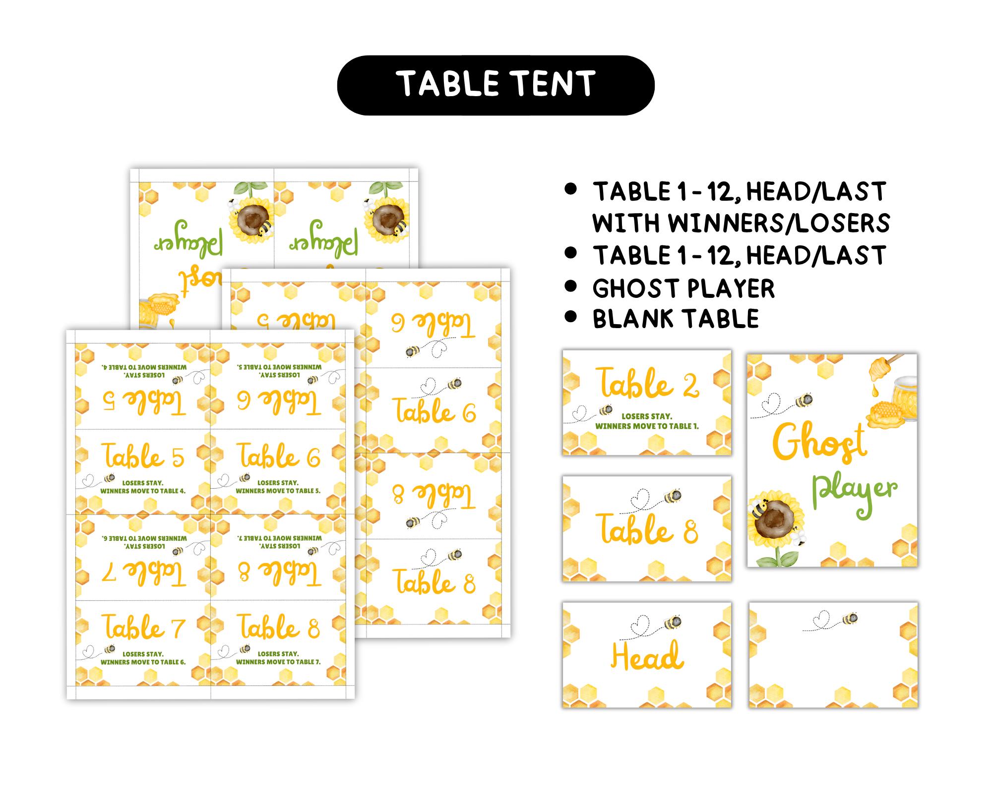Bee Bunco Score Card Printable 4 and 6 Games, Tally Sheets, Bee Games ...