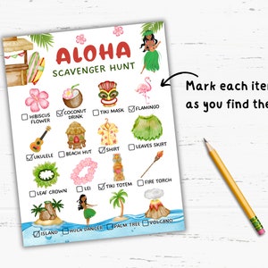 Aloha Scavenger Hunt Printable, Hawaii Scavenger Hunt, Summer Scavenger Hunt, Indoor Scavenger ...