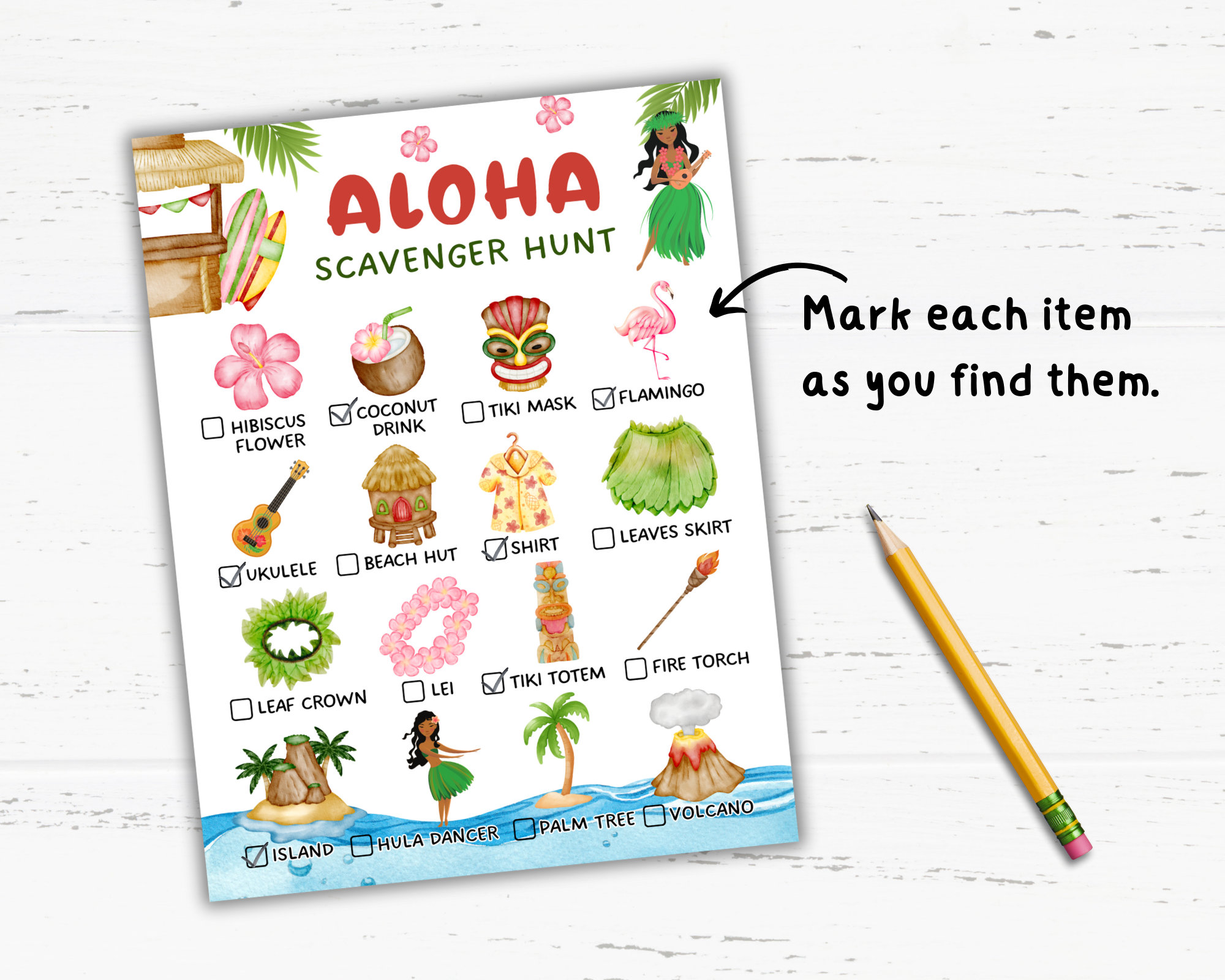 Aloha Scavenger Hunt Printable, Hawaii Scavenger Hunt, Summer Scavenger ...