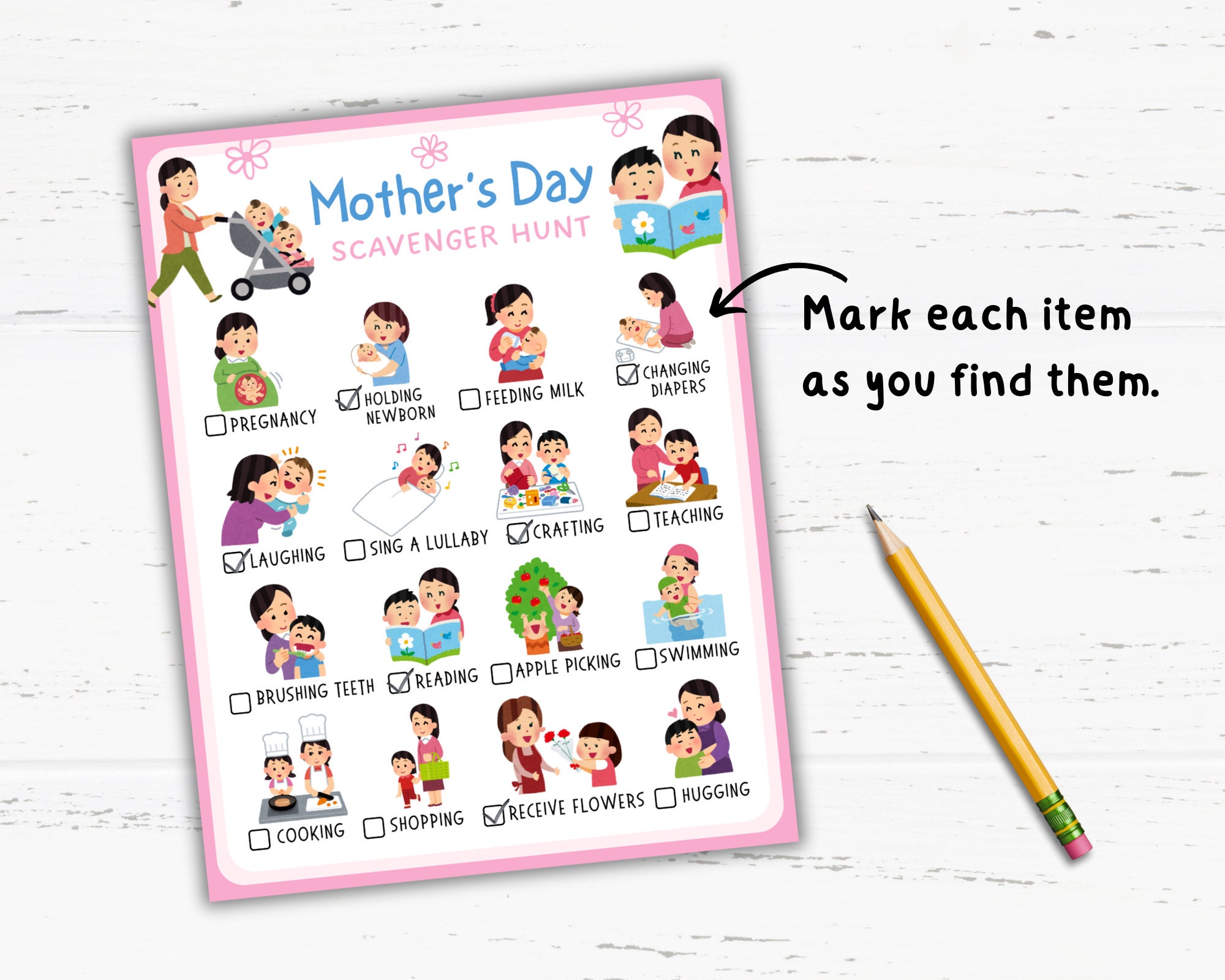 Mother's Day Scavenger Hunt Printable, Mother's Day Activities for Kids ...