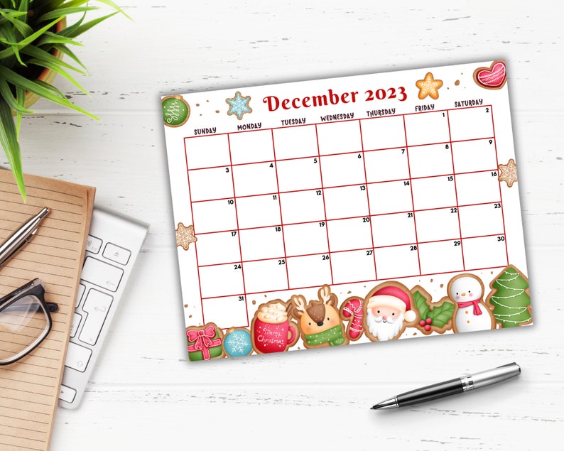 EDITABLE December 2023 Printable Calendar, Gingerbread Calendar, Cute ...