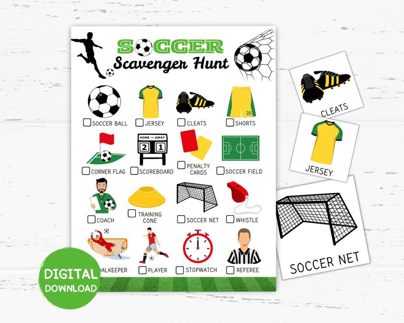 Soccer Scavenger Hunt Game Printable, Soccer Games, Soccer Activities ...