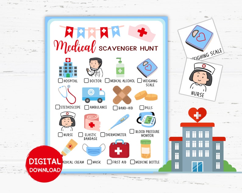 Medical Scavenger Hunt Printable, Nurse Doctor Scavenger Hunt, Indoor ...