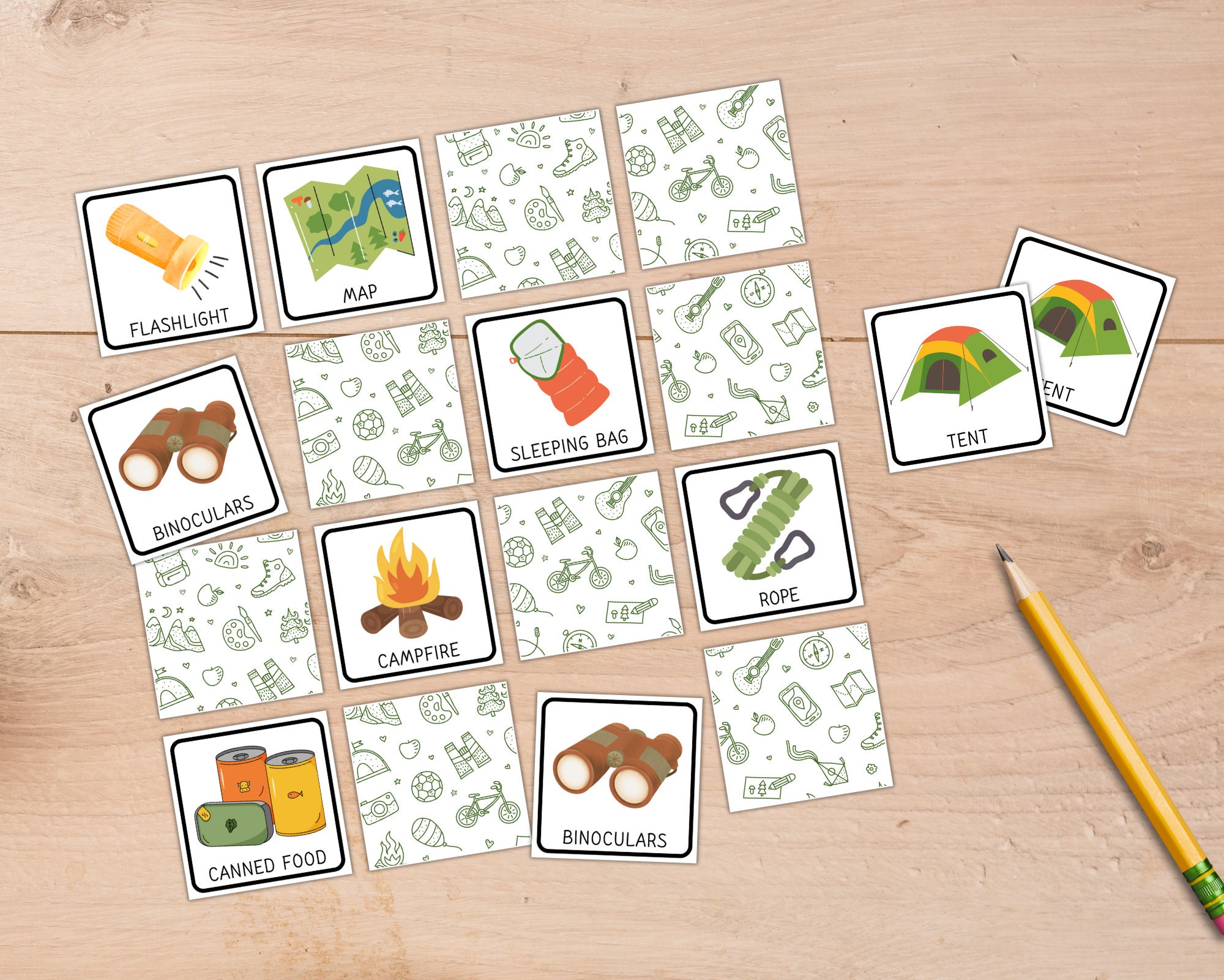 Camping Memory Game Printable, Camping Flashcards, Camping Games ...