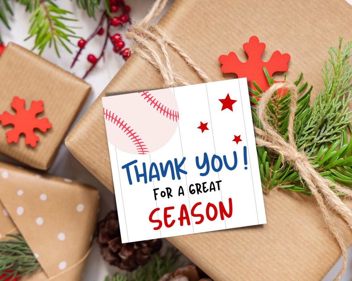 Thank You for A Great Season Baseball, Baseball Cookie Tag, Baseball ...