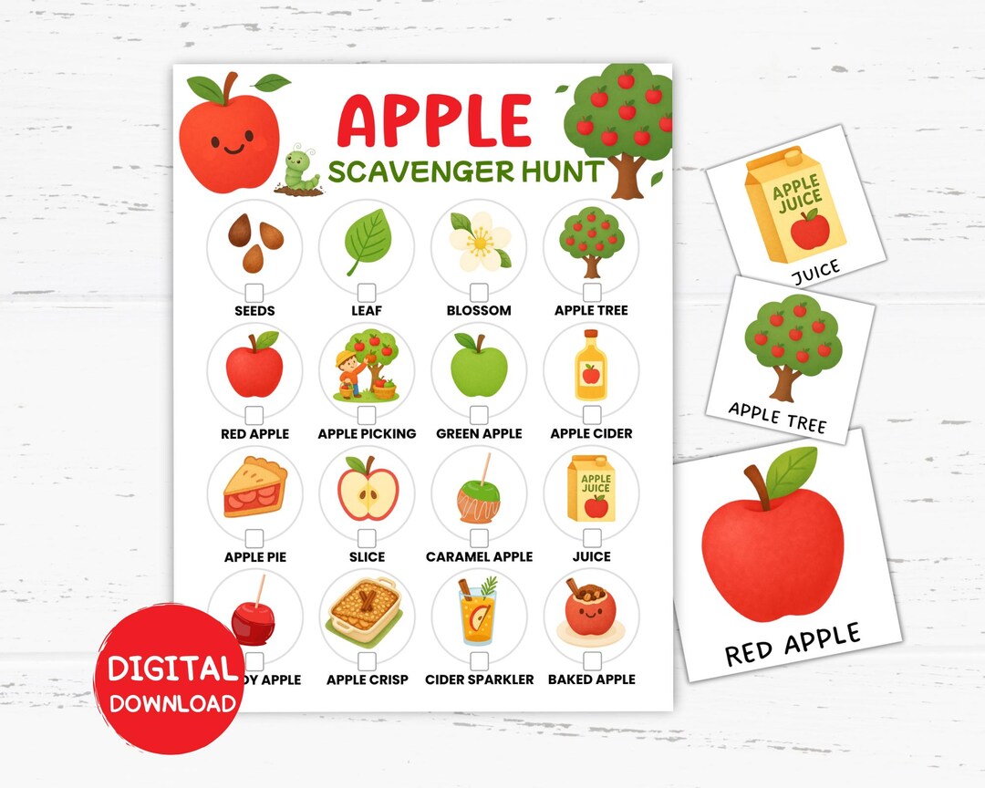Apple Scavenger Hunt Printable for Kids, Fall Scavenger Hunt, Fall ...