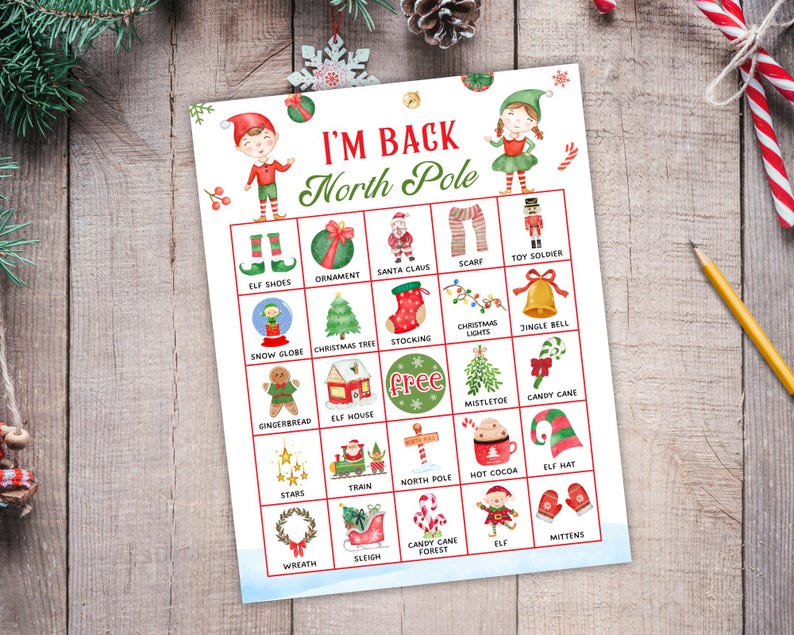 Elf Bingo Game Cards Printable, Christmas Bingo Sheets, Elf Games, Elf ...