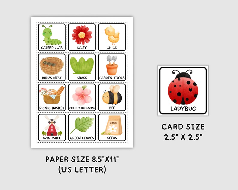 Spring Memory Game Printable for Kids, Spring Matching Game, Spring ...