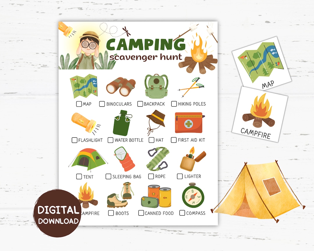 Camping Scavenger Hunt Printable, Camping Games for Kids, Teens ...