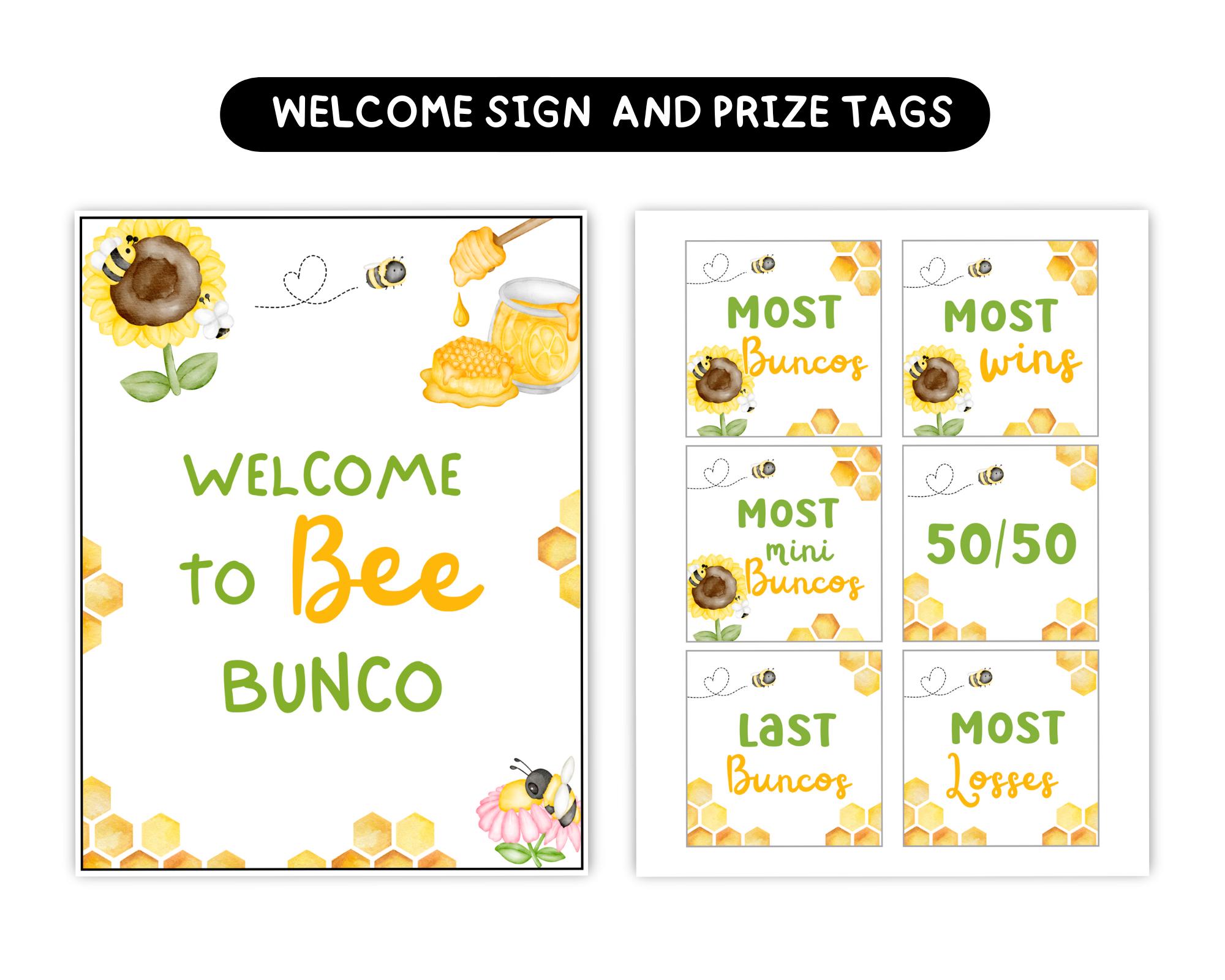 Bee Bunco Score Card Printable 4 and 6 Games, Tally Sheets, Bee Games ...