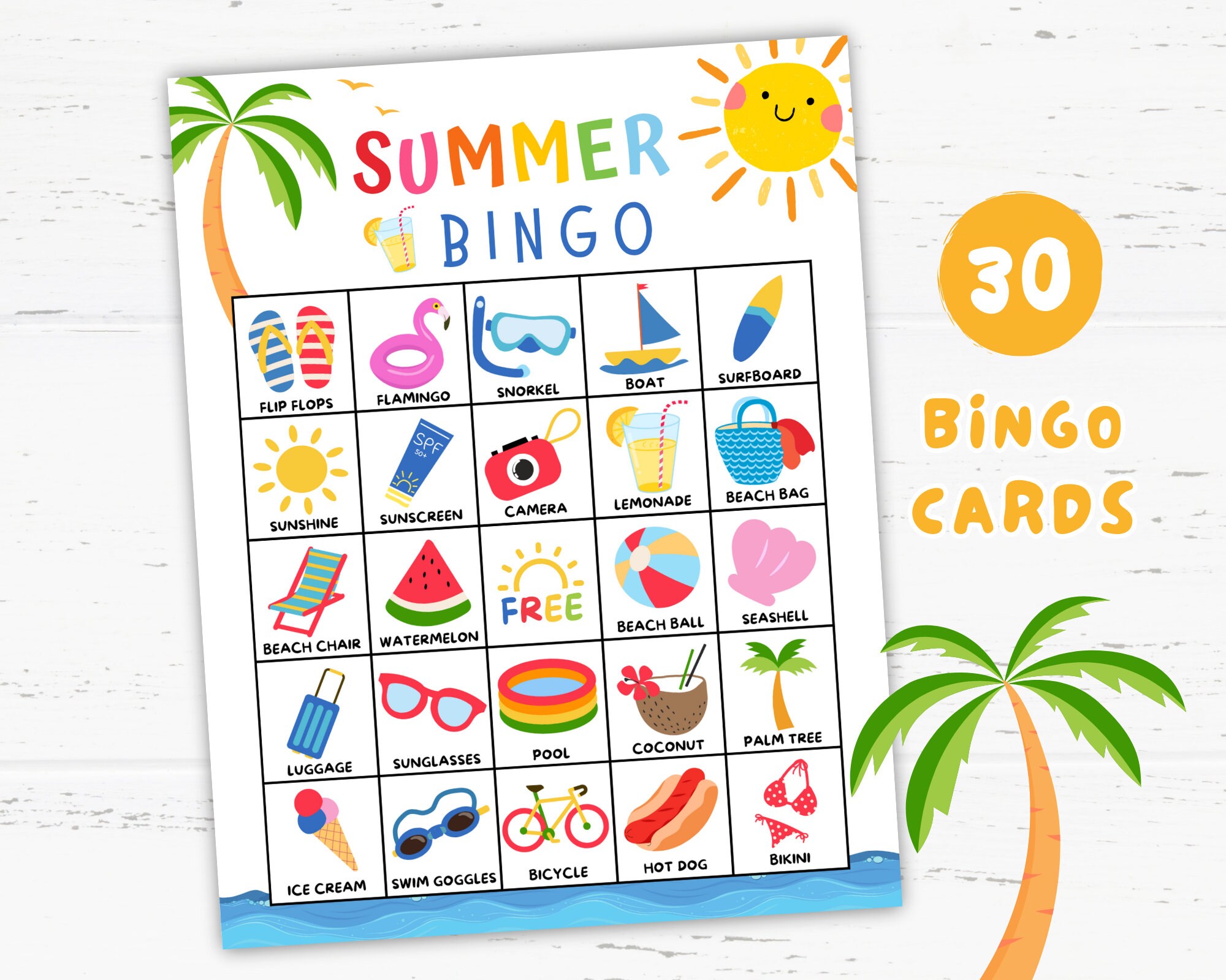 Summer Bingo Cards Printable, Summer Activities, Summer Games ...