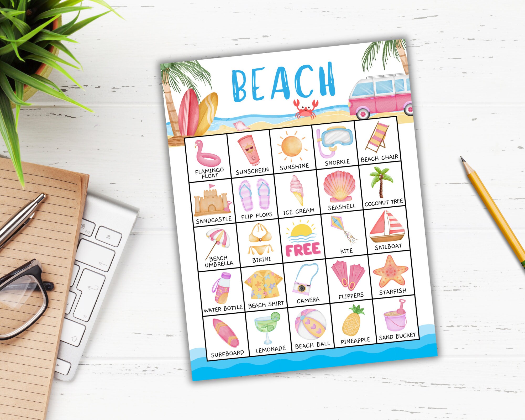 Beach Bingo Cards Printable, Beach Activity Games, Beach Theme Party ...