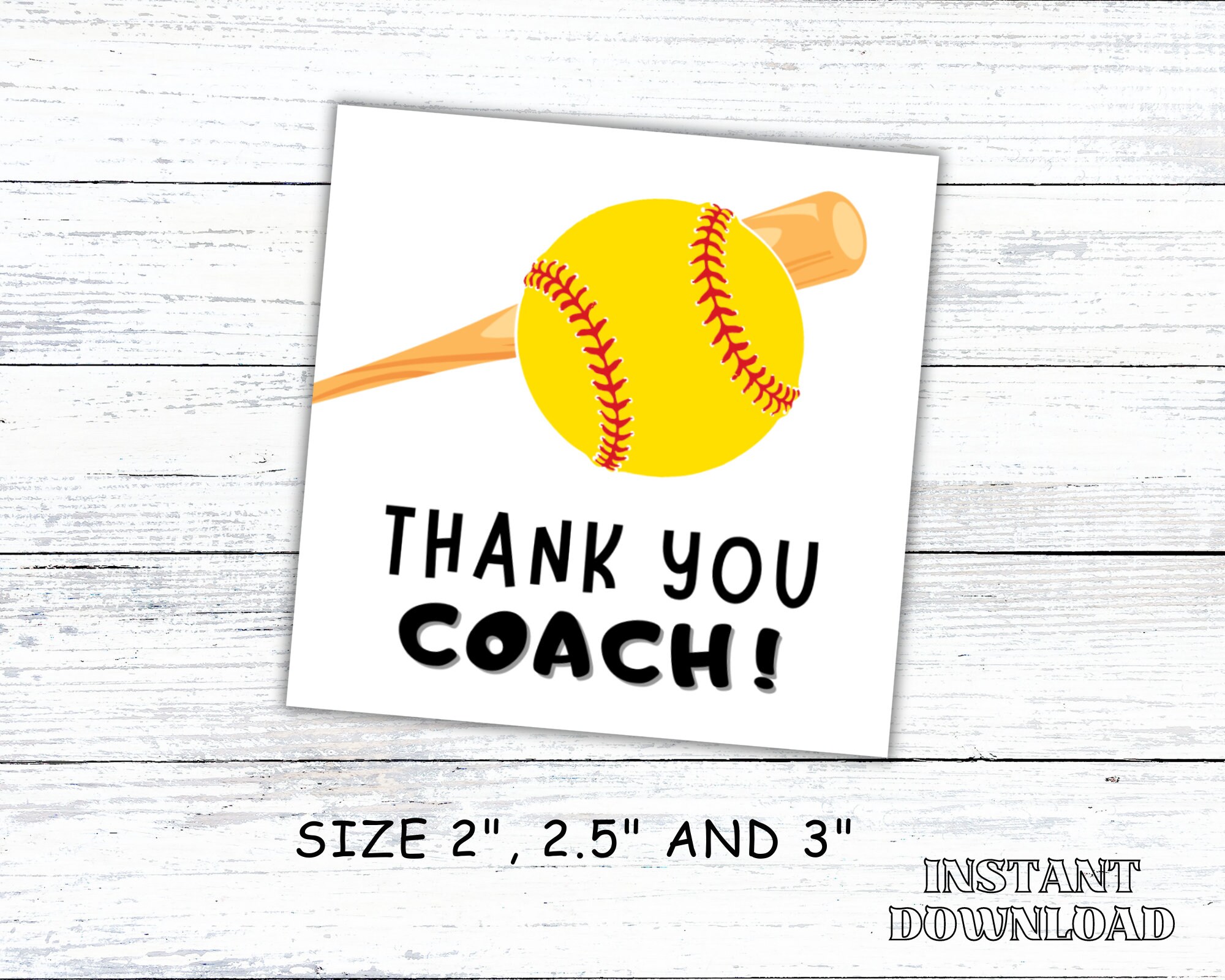Softball Coach Thank You Tags Printable, Softball Gift Tags, Softball ...