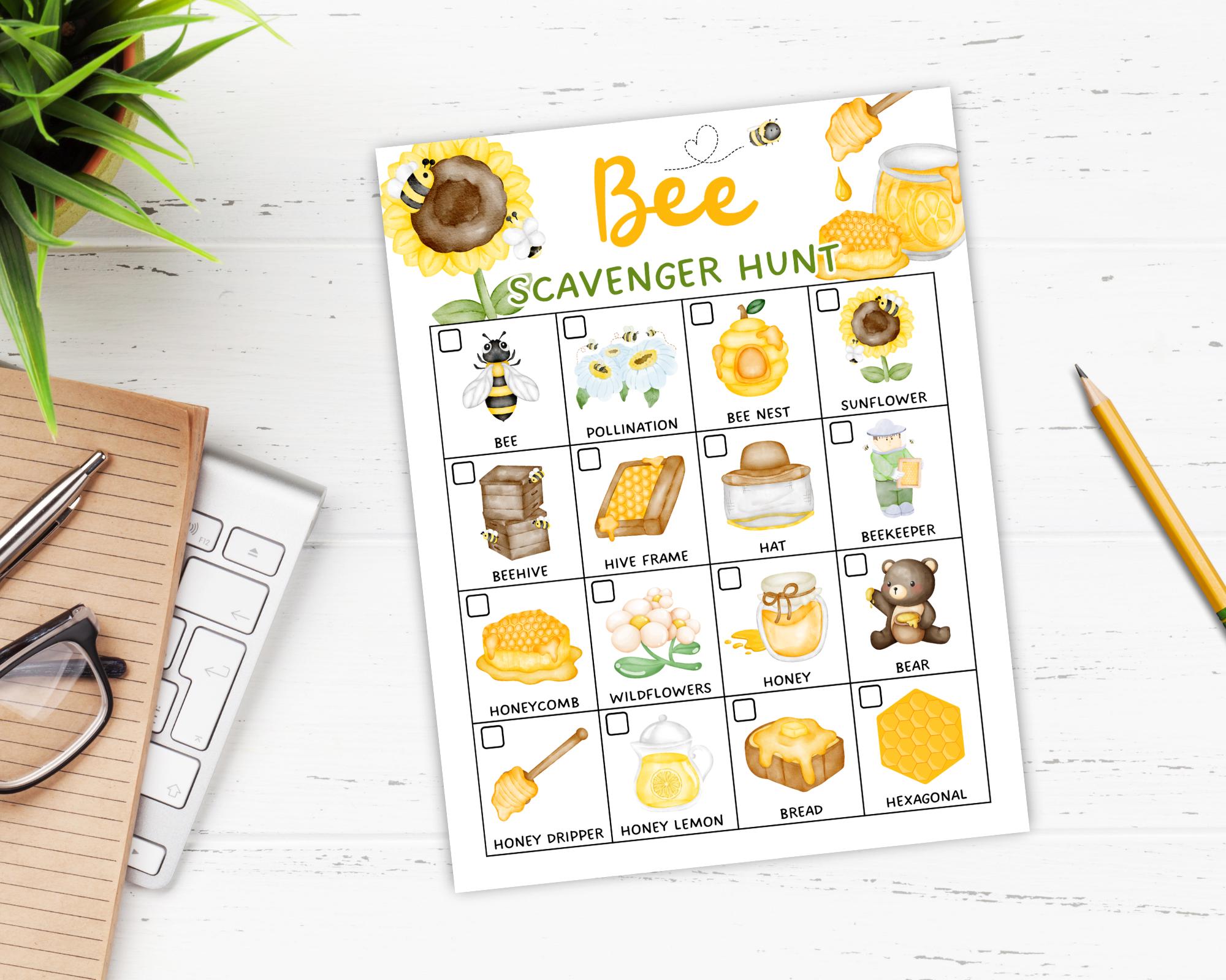 Bee Scavenger Hunt Game Printable, Bee Activities for Kids, Bee ...