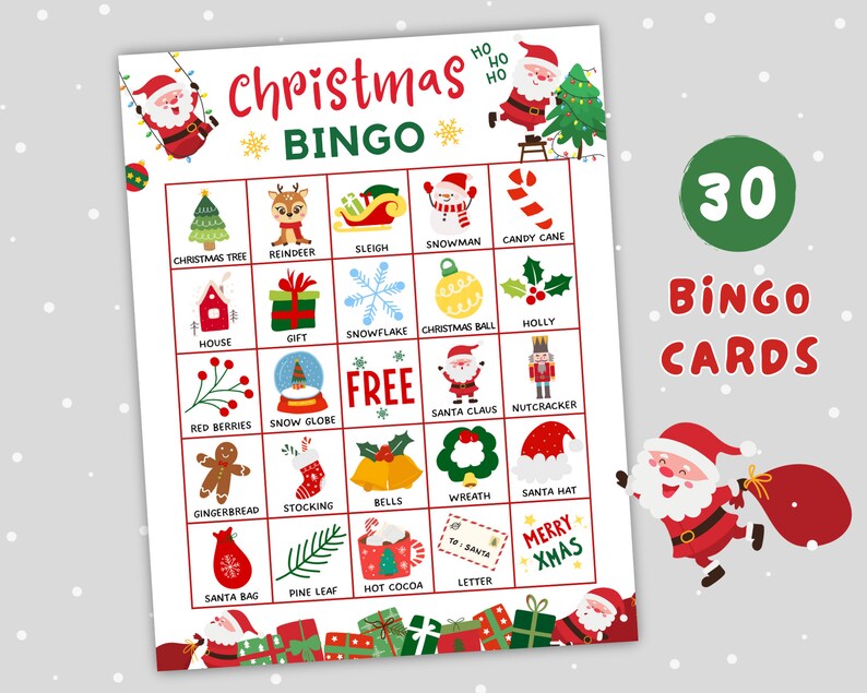 Printable Christmas Bingo Cards, Christmas Bingo Games, Winter Bingo ...