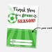Thank You for A Great Season Coach Gift Card Holder, Soccer Thank You ...