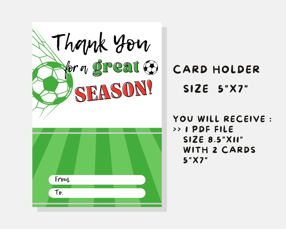 Thank You for A Great Season Coach Gift Card Holder, Soccer Thank You ...