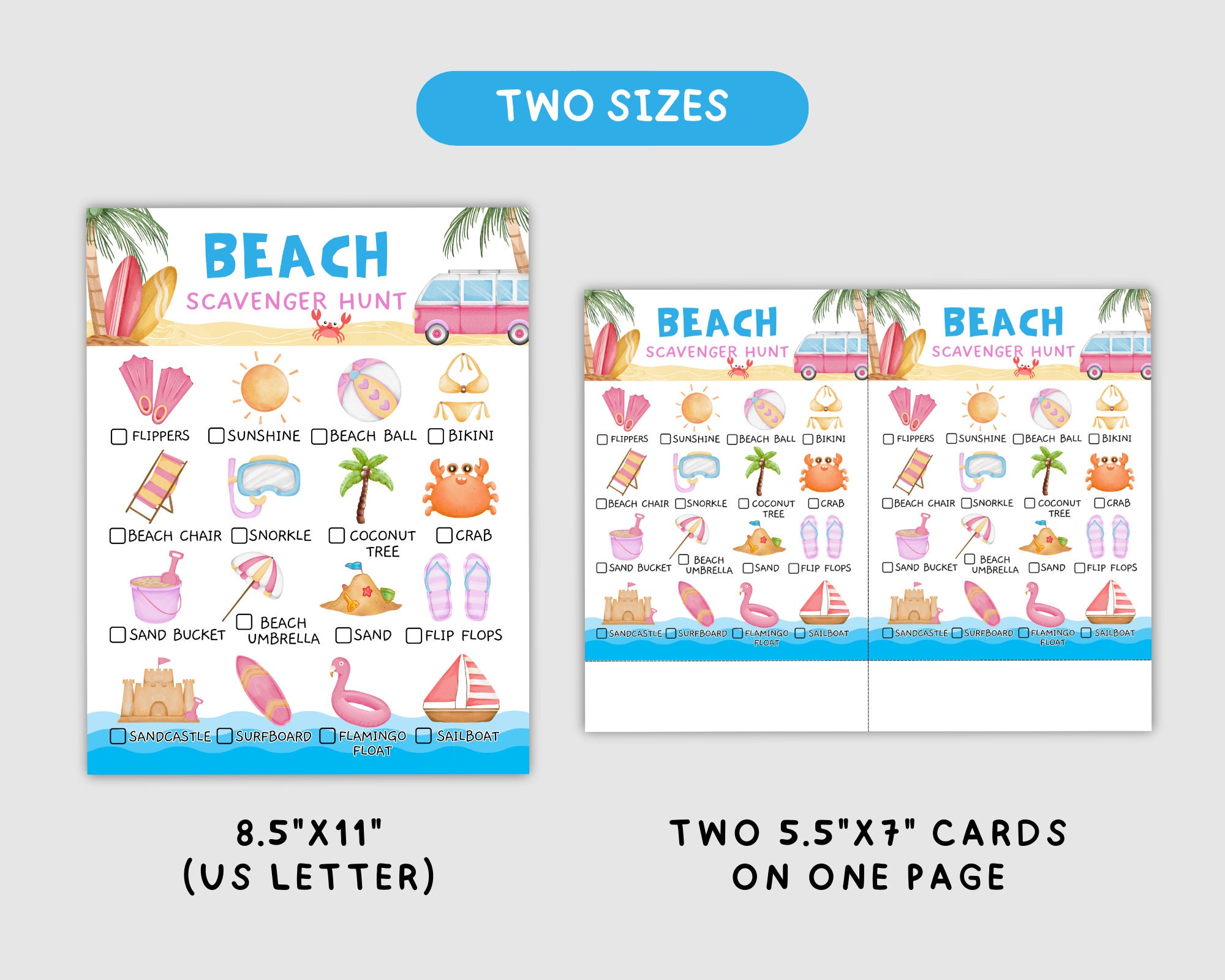 Beach Scavenger Hunt Printable, Summer Scavenger Hunt, Indoor Scavenger ...