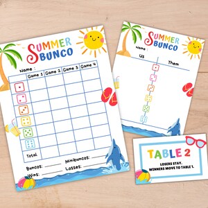 Summer Bunco Score Cards Printable, Summer Bunco Sheet, Summer Bunco ...