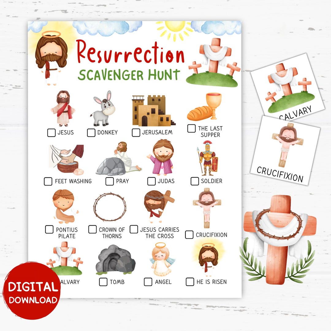 Resurrection Scavenger Hunt for Church Printable, Resurrection ...