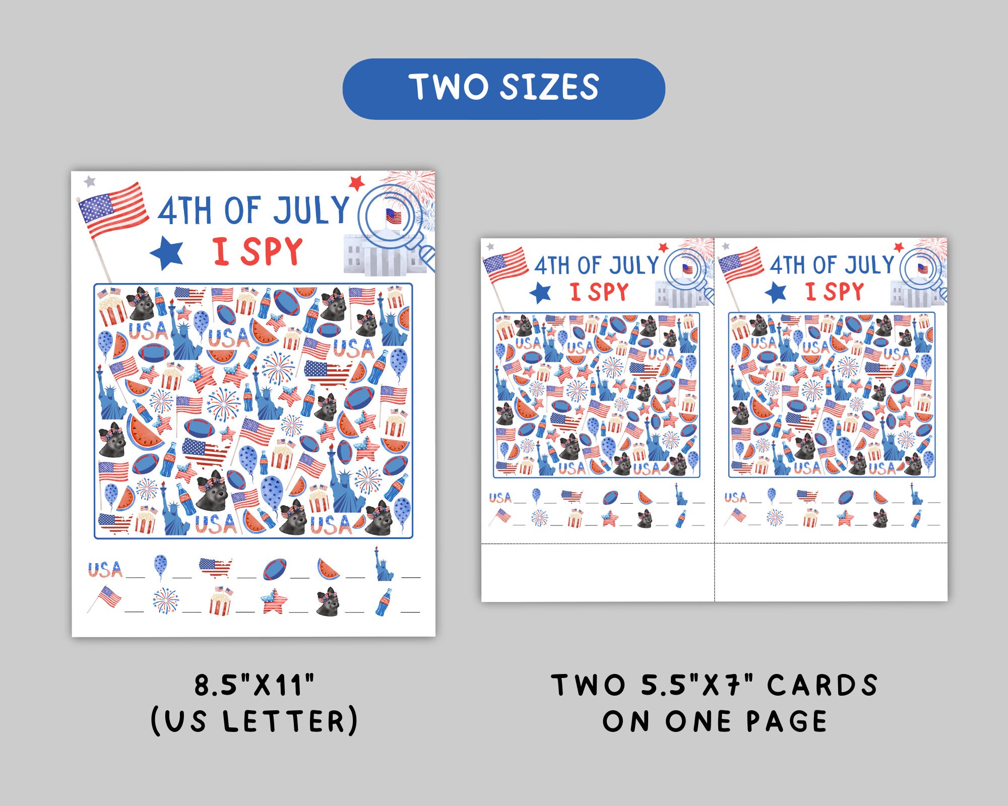 4th of July I Spy Game Printable, Fourth of July Search and Find ...