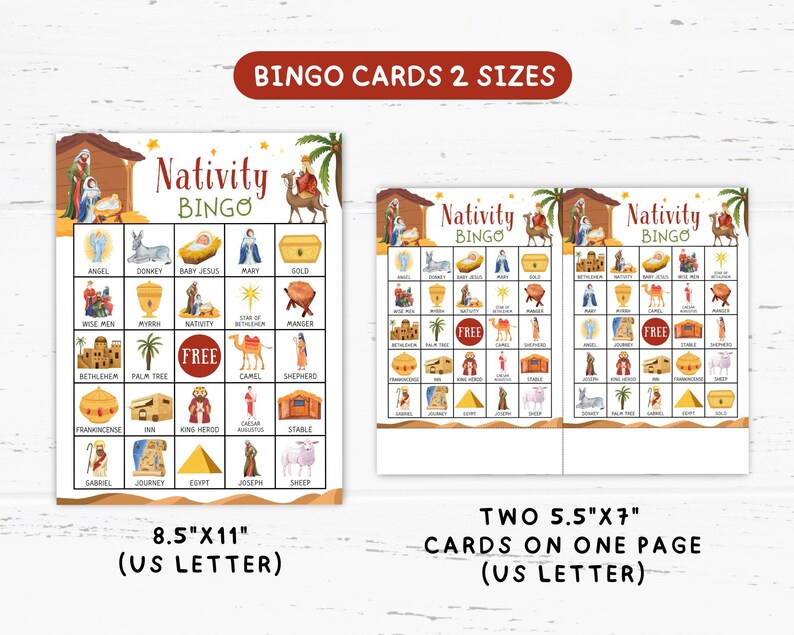 Nativity Bingo Game Cards Printable, Christmas Bingo Sheets, Nativity ...