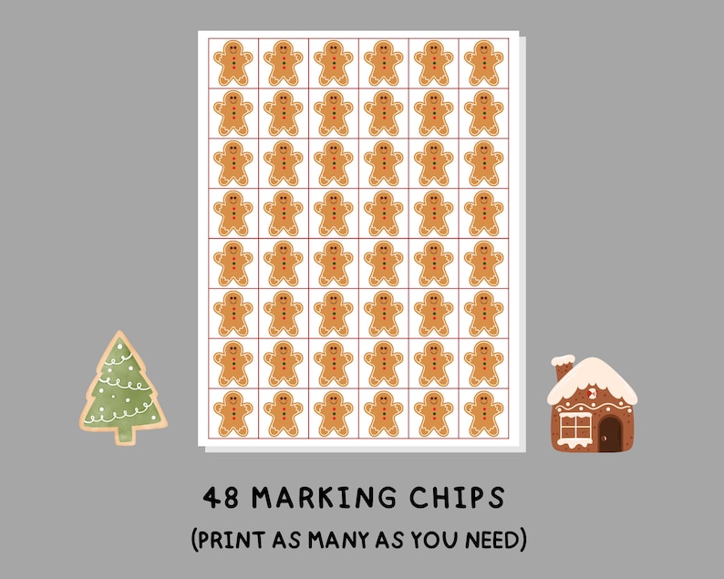 Gingerbread Bingo Cards Printable, Christmas Bingo Games, Winter Bingo ...