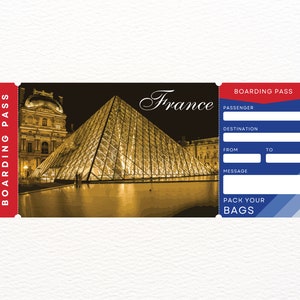 France Surprise Trip Ticket, Surprise Ticket, Boarding Pass Place Card ...