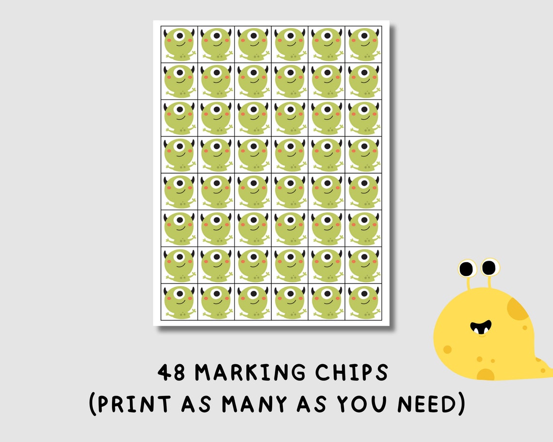 Monster Bingo Cards Printable 30 Cards Monster Game - Etsy