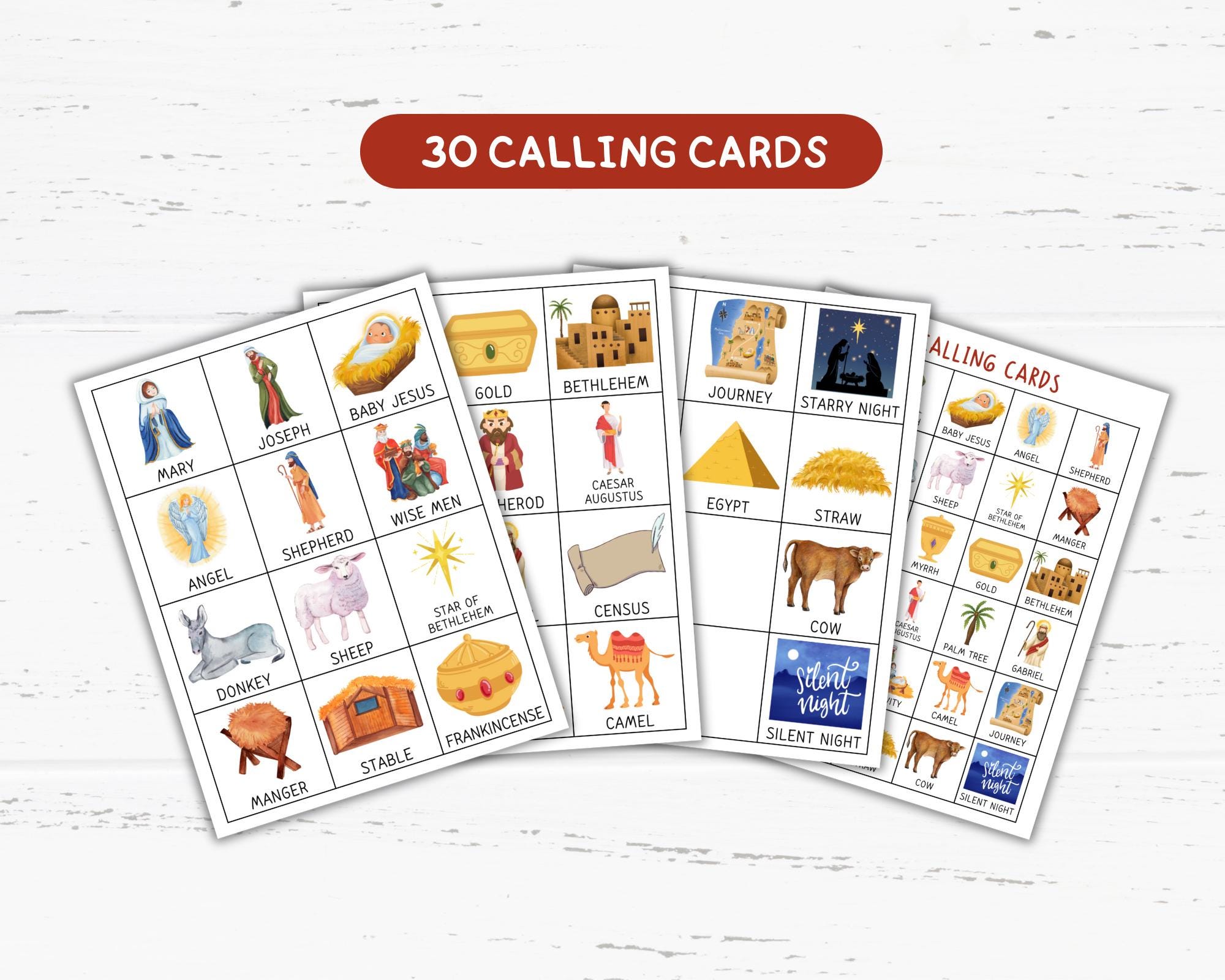 Nativity Bingo Game Cards Printable, Christmas Bingo Sheets, Nativity ...