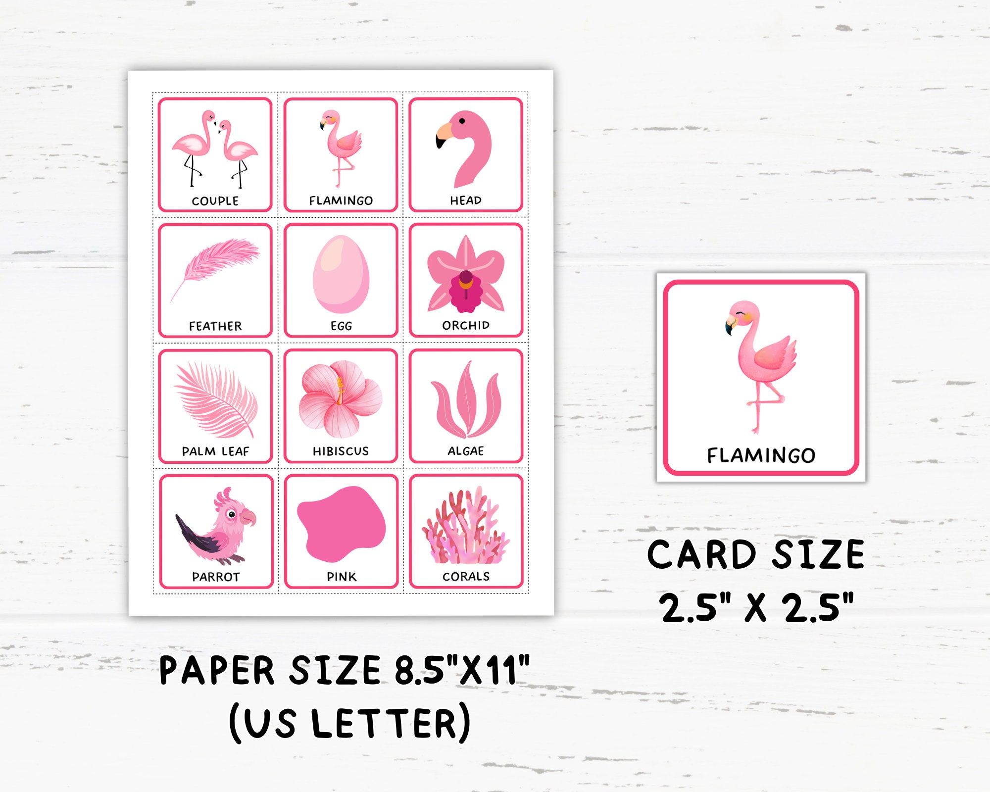 Flamingo Memory Game Printable, Matching Game, Flashcards, Summer ...