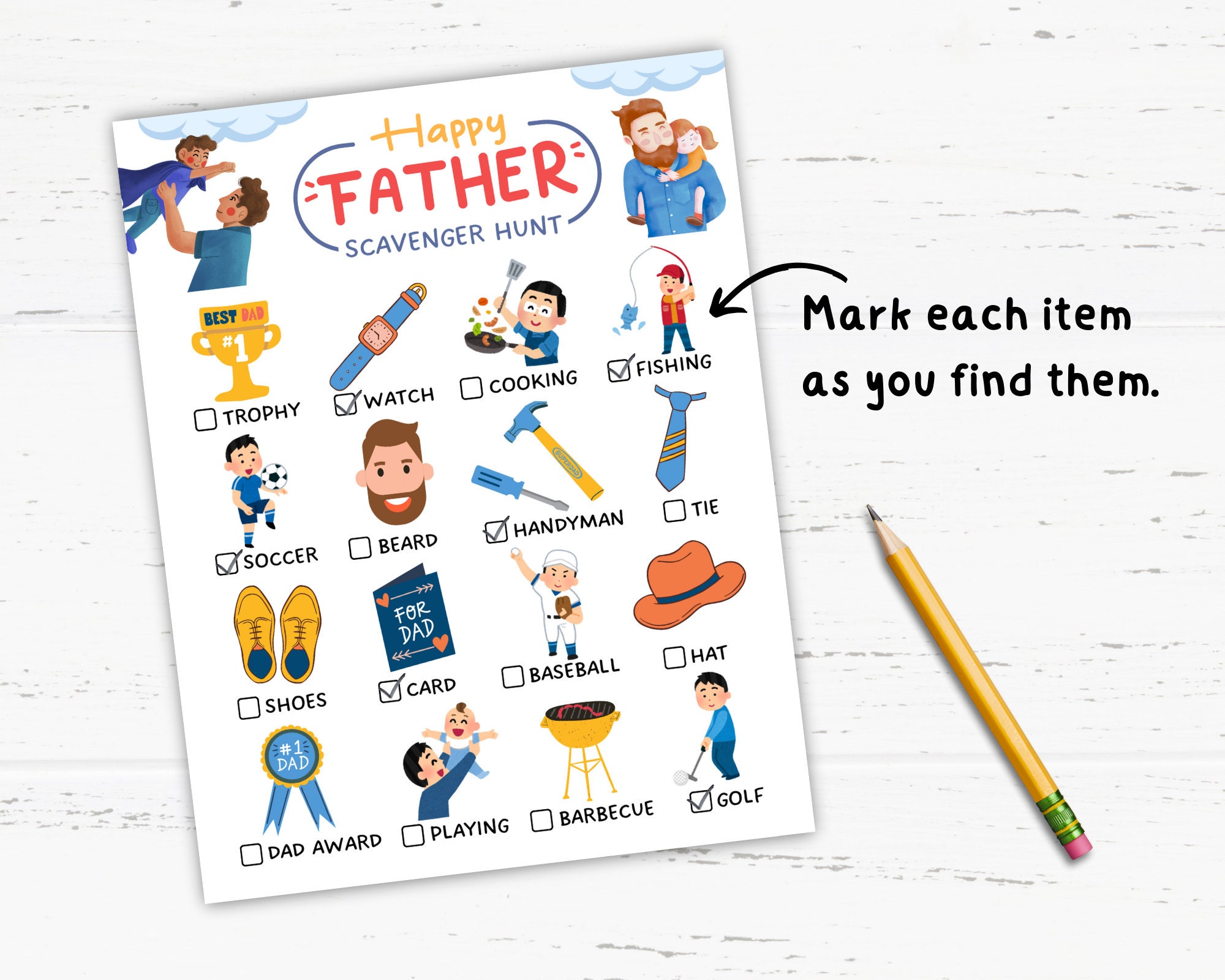 Father's Day Scavenger Hunt Printable, Father's Day Activities for Kids ...