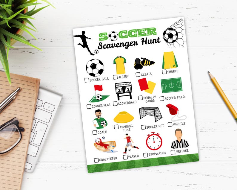 Soccer Scavenger Hunt Game Printable, Soccer Games, Soccer Activities ...