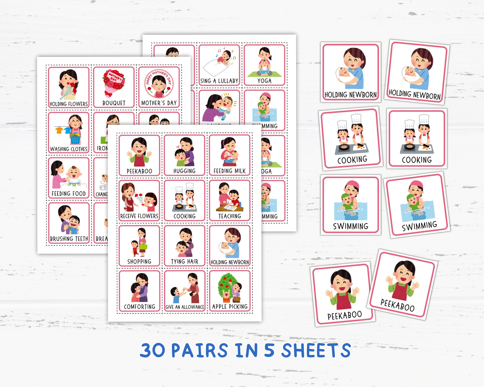 Mother's Day Memory Game Printable, Mother's Day Matching Game, Mother ...