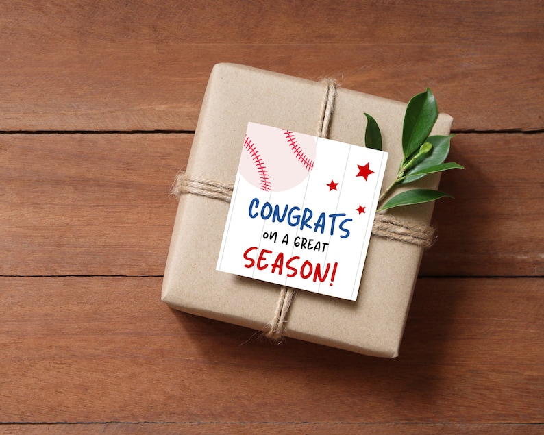 Congrats on a Great Season Tags, Baseball Congratulation Gift Tags ...