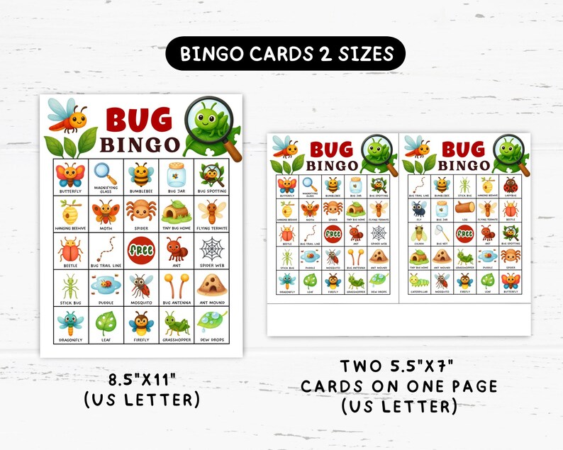 Bug Bingo Game 60 Cards Printable, Insect-themed Activity, Nature ...