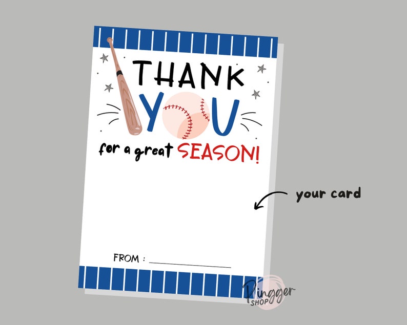 Thank You for Great Season Coach Card Holder Baseball Coach - Etsy
