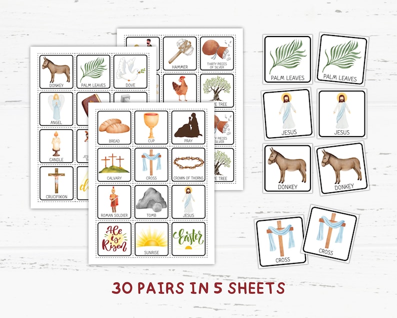 Resurrection Memory Game Printable, Christian Memory Cards, Christian ...