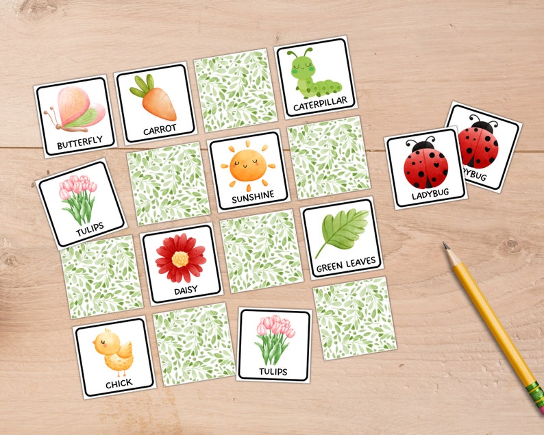 Spring Memory Game Printable for Kids, Spring Matching Game, Spring ...