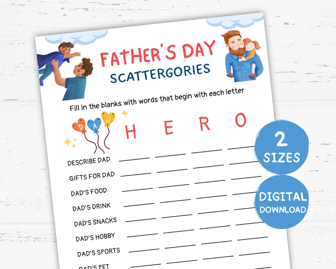 Father's Day Scattergories Game Printable, Scattergories Birthday ...