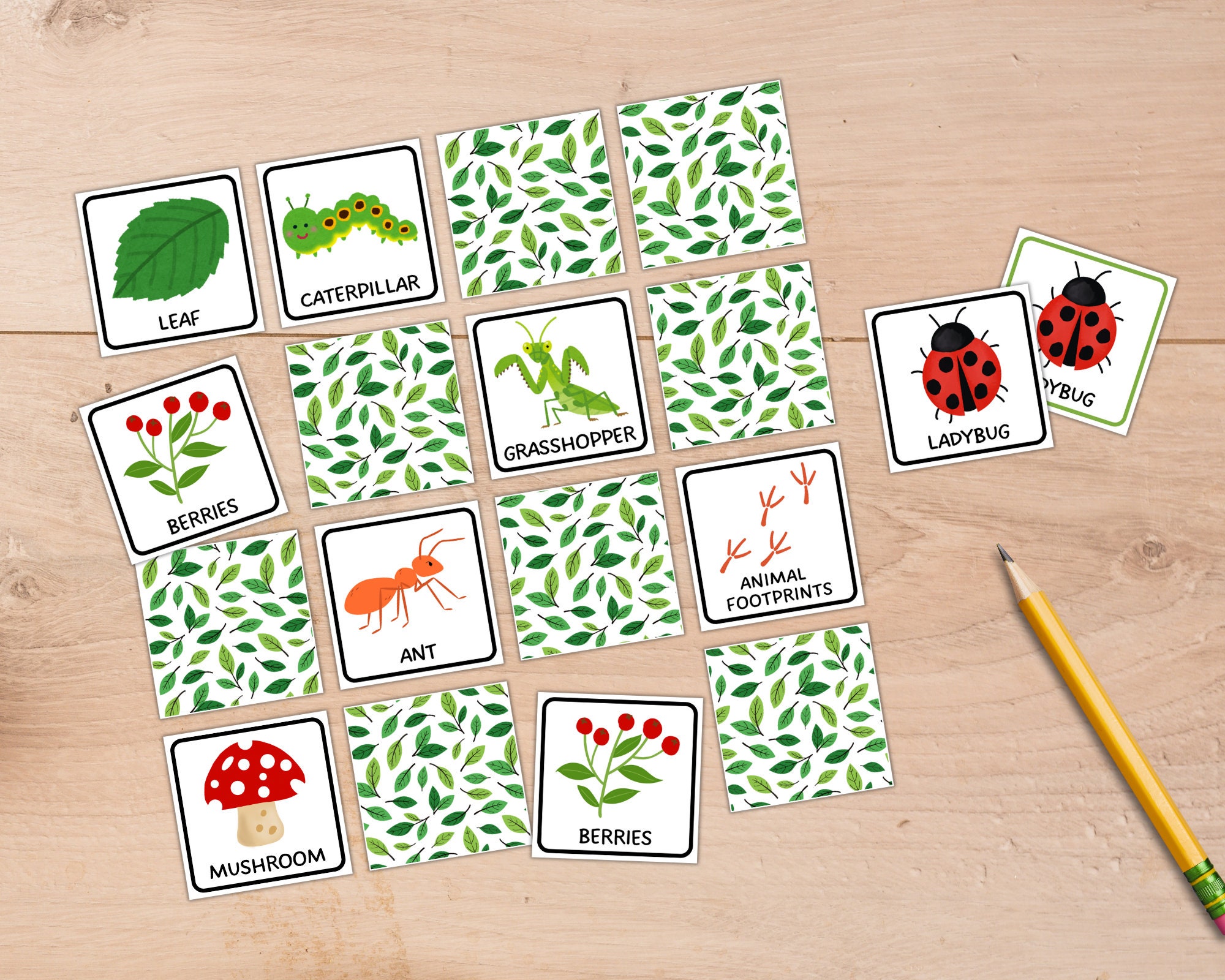 Nature Memory Game Printable, Matching Game, Nature Flashcards, Nature ...
